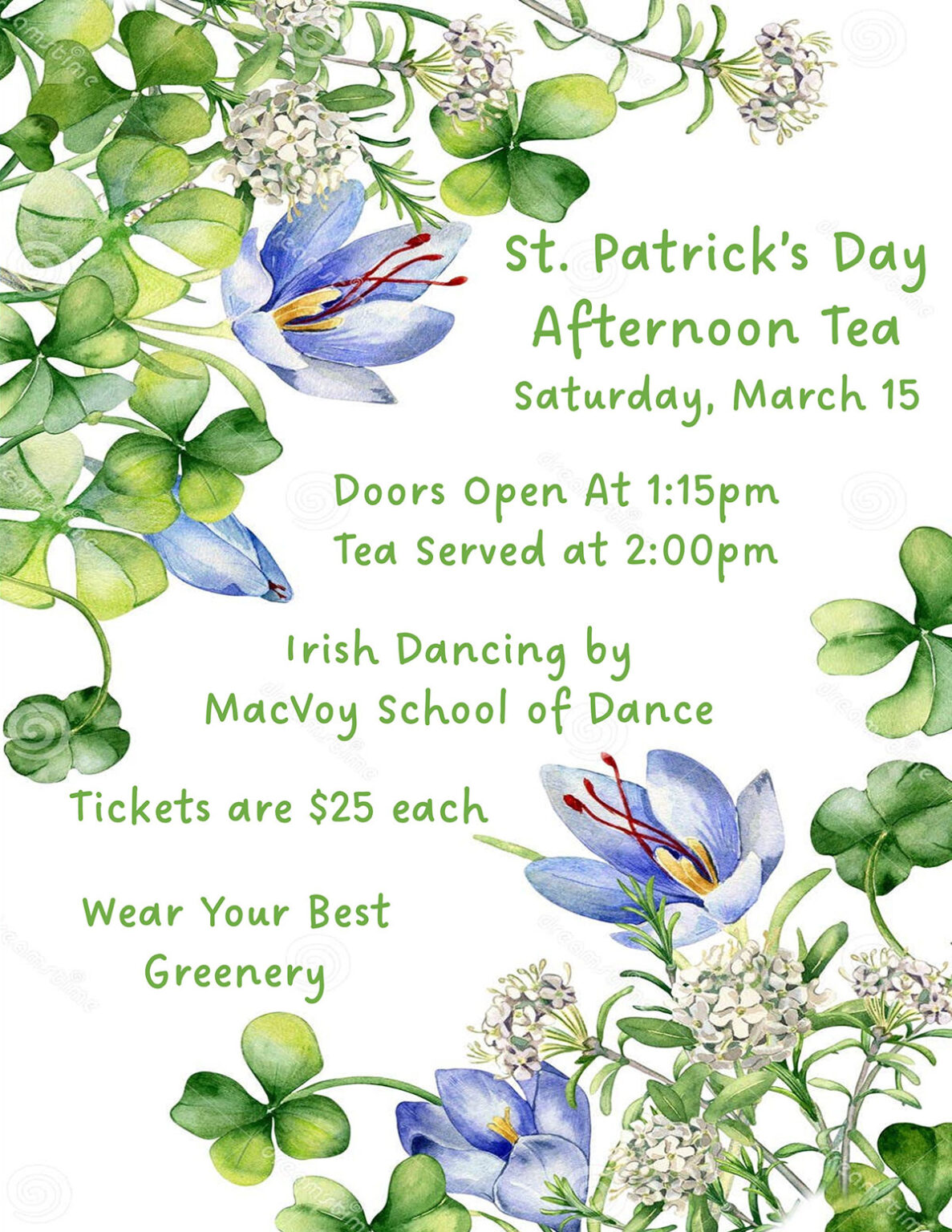 St. Patrick’s Day Afternoon Tea | Highland Creek Community Association